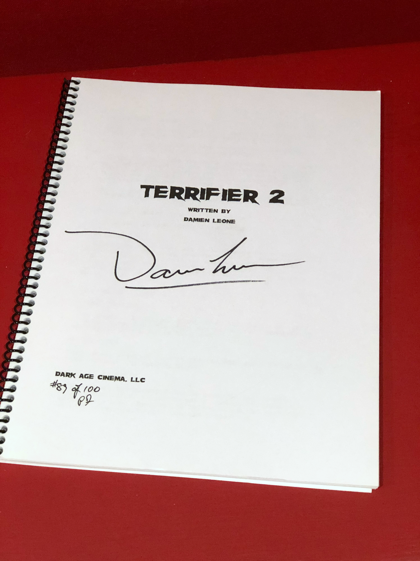 Official Signed Terrifier 2 Script - Signed the Director of Terrifier ...